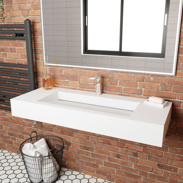 CastelloUSA Pyramid 48'' Solid Surface Rectangular Vessel Bathroom Sink & Reviews | Wayfair